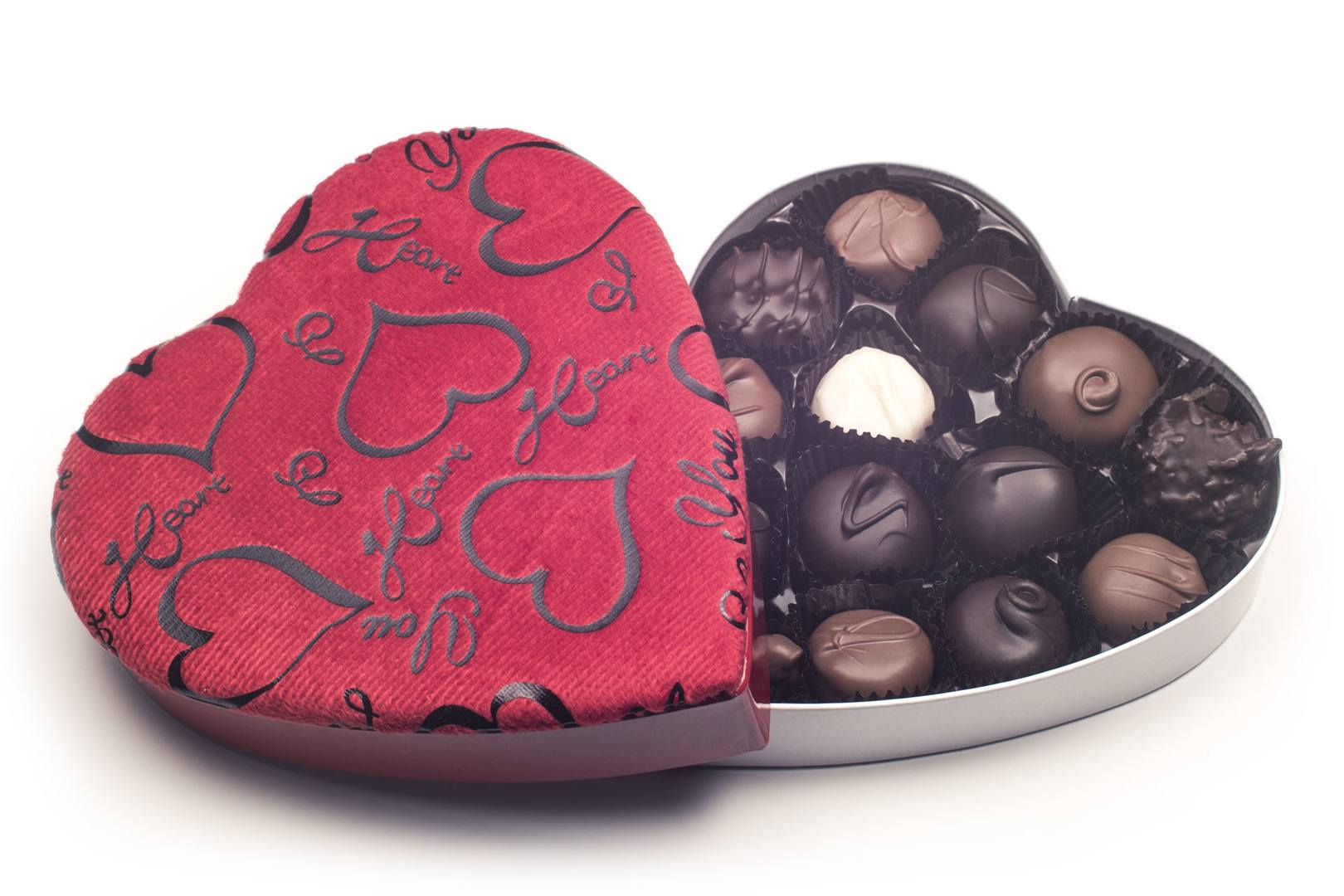 Valentine Chocolates Crimson Rose Heart Box